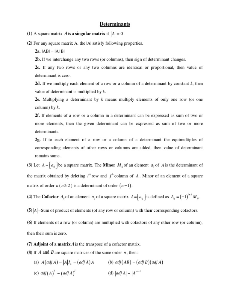 Determinants and Their Properties | PDF | Determinant | Linear Algebra