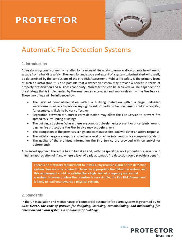 Protector RM Guidance - Automatic Fire Detection | PDF | Safety