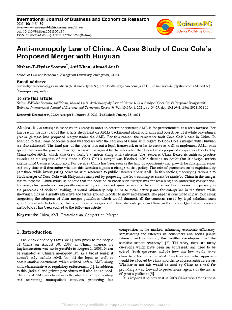 Anti-Monopoly Law of China | PDF | Competition Law | Mergers And ...
