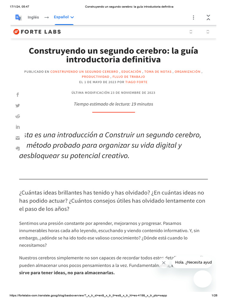 Construyendo Un Segundo Cerebro - La Guía Introductoria Definitiva ...