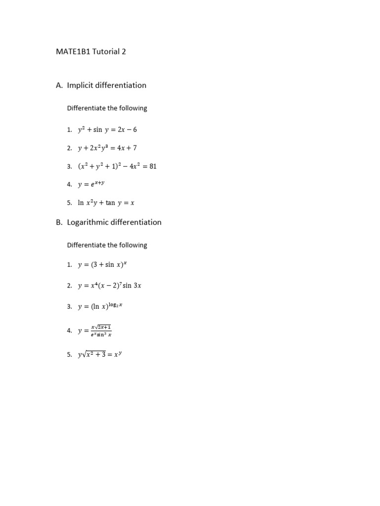 Implicit & Logarithmic Differentiation | PDF
