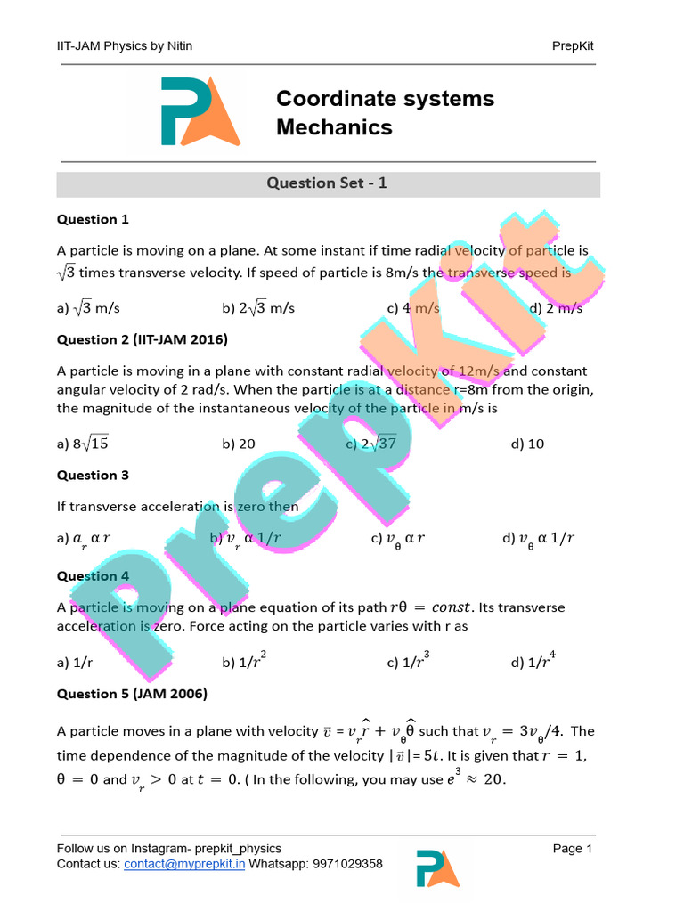 Mechanics 1 Watermark | PDF | Velocity | Acceleration
