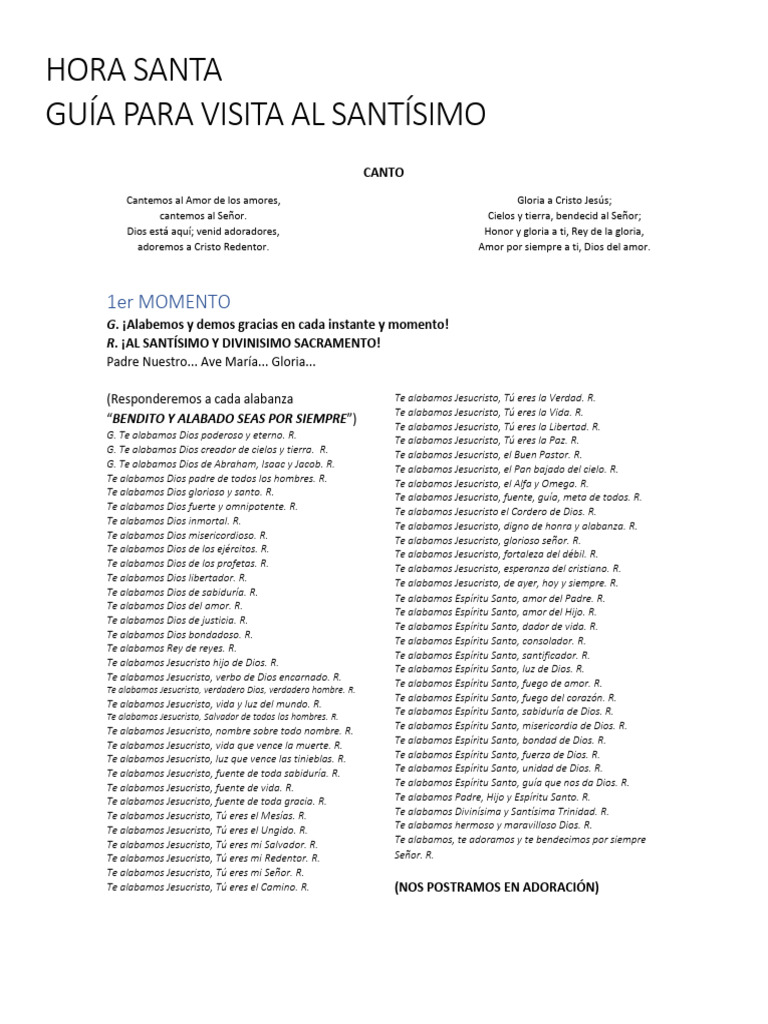 GUÍA PARA HORA SANTA | PDF | Creencia religiosa y doctrina | Teología