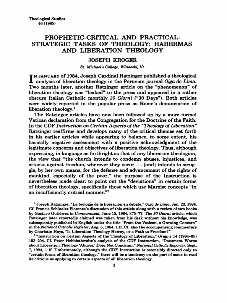 KROGER, Joseph. Habermas and liberation theology | PDF | Critical ...