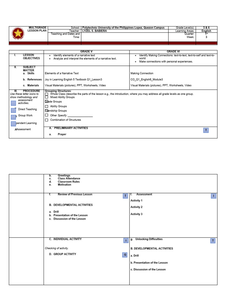 MULTIGRADE Lesson Plan Format | PDF | Lesson Plan | Pedagogy