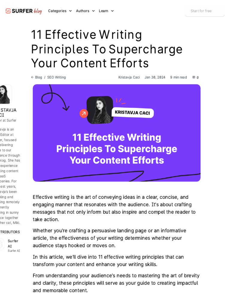 11 Effective Writing Principles To Supercharge Your Content Efforts | PDF