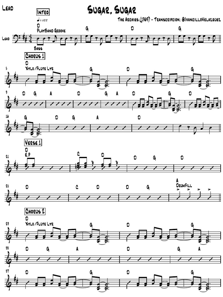 Sugar, Sugar Song Transcription | PDF | Musical Forms | Musical ...
