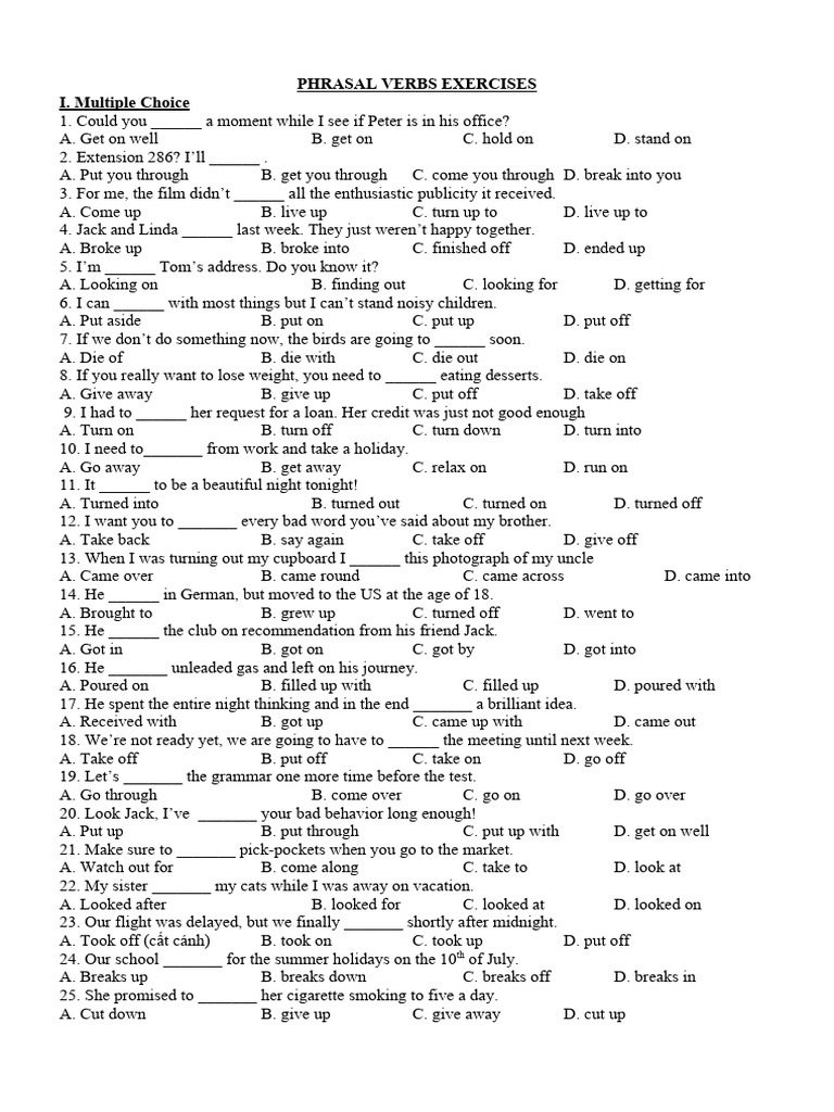 Phrasal Verbs Exercises | PDF