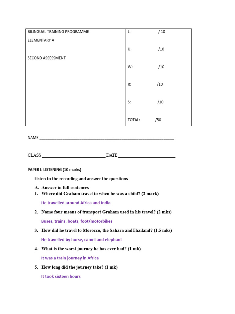 Bilingual Training Assessment Guide | PDF