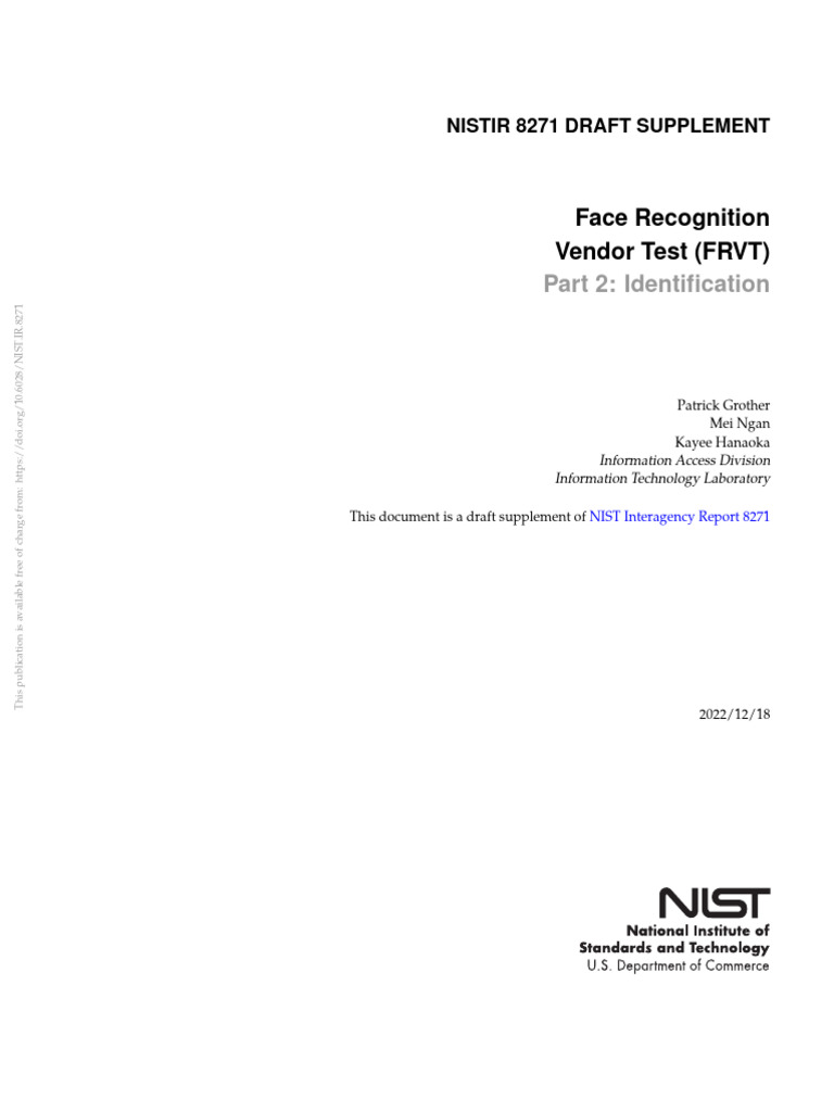 NIST FRVT Identification Draft Update | PDF | Computing