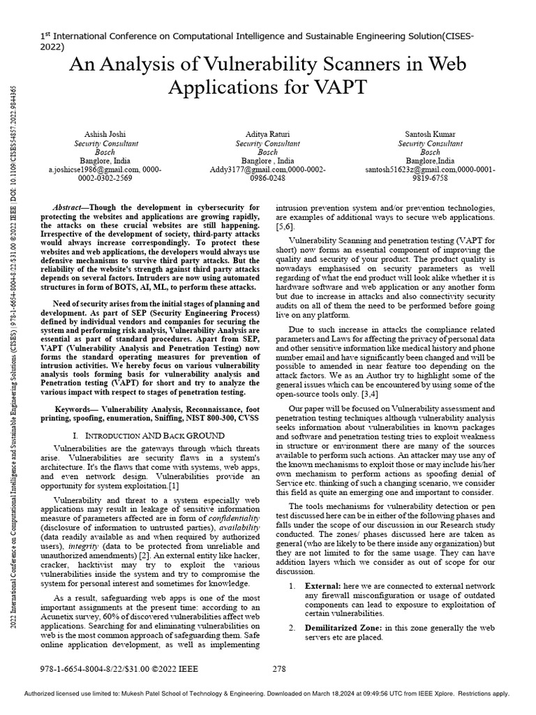 An Analysis of Vulnerability Scanners in Web Applications For VAPT ... An Analysis of Vulnerability Scanners in Web Applications For VAPT ...