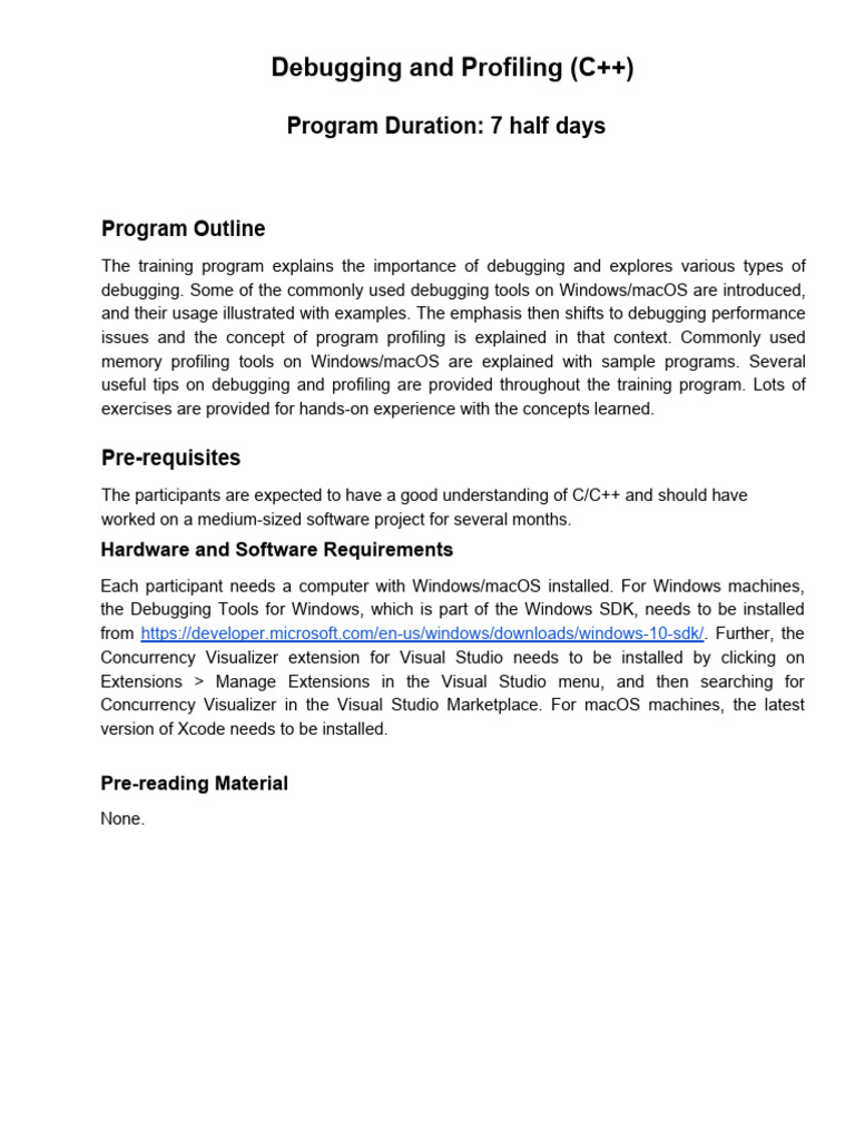 Debugging and Profiling (C++) 7 Half Days | PDF | Debugging | Mac Os