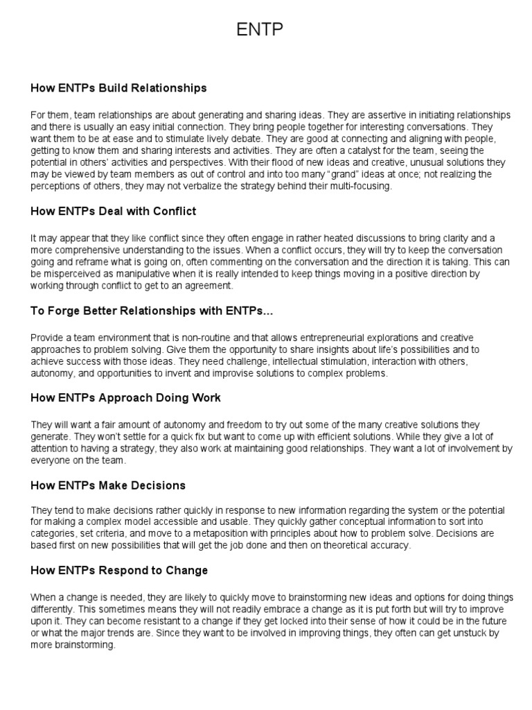 How Entps Build Relationships | PDF | Competence (Human Resources) | Strategic Management