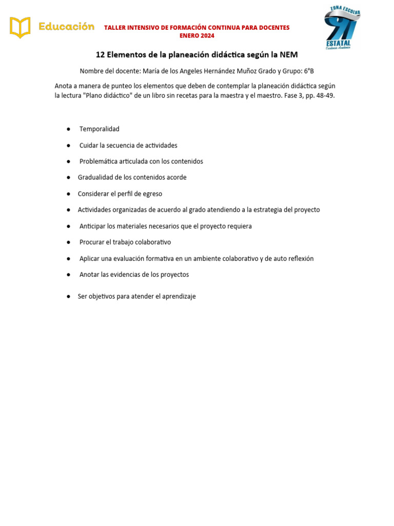 12 Elementos de La Planeación Didáctica Según La NEM | PDF