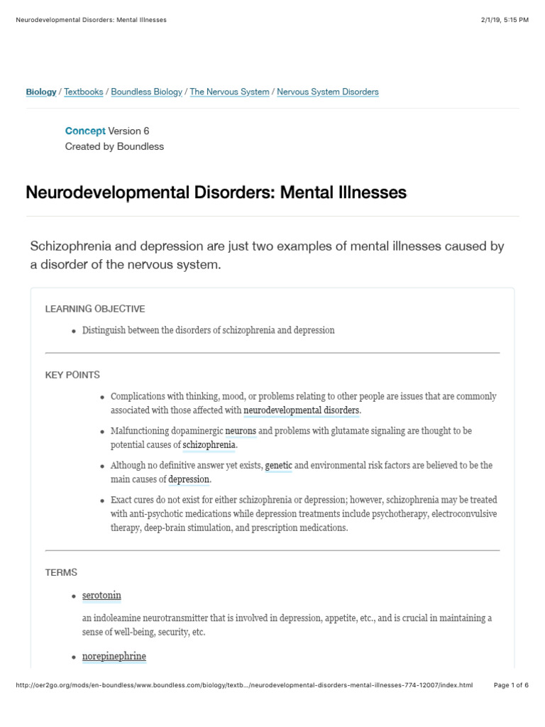 Neurodevelopmental Disorders - Mental Illnesses | PDF | Mental Disorder | Schizophrenia
