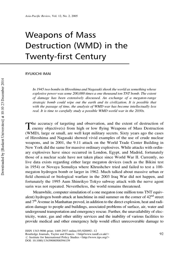 Complementar Weapons of Mass Destruction in The 21 Century | PDF | Nuclear Reactor | Plutonium