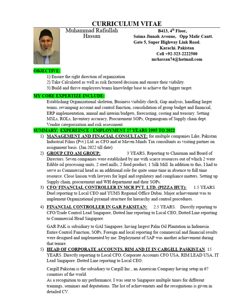 CV Rafi Cargill, GAR, MCR, AM GROUP and Consultancy Era | PDF | Audit ...