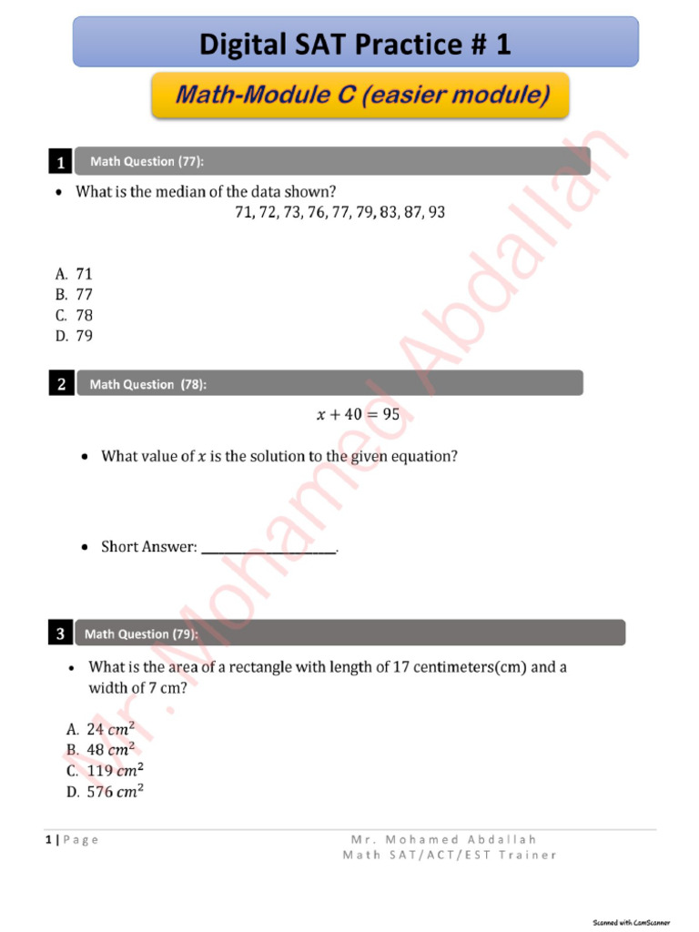Module C-First Digital SAT Practice 1(s) | PDF