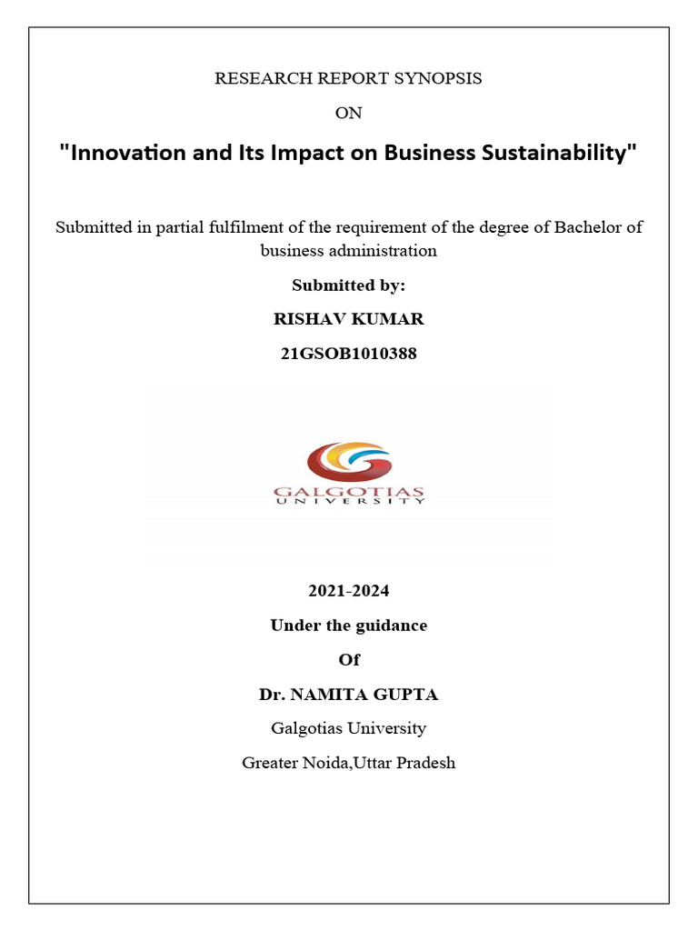 Synopsis of Report | PDF | Methodology | Qualitative Research