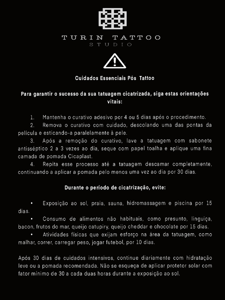 Cuidados Pós Tattoo | PDF Cuidados Pós Tattoo | PDF