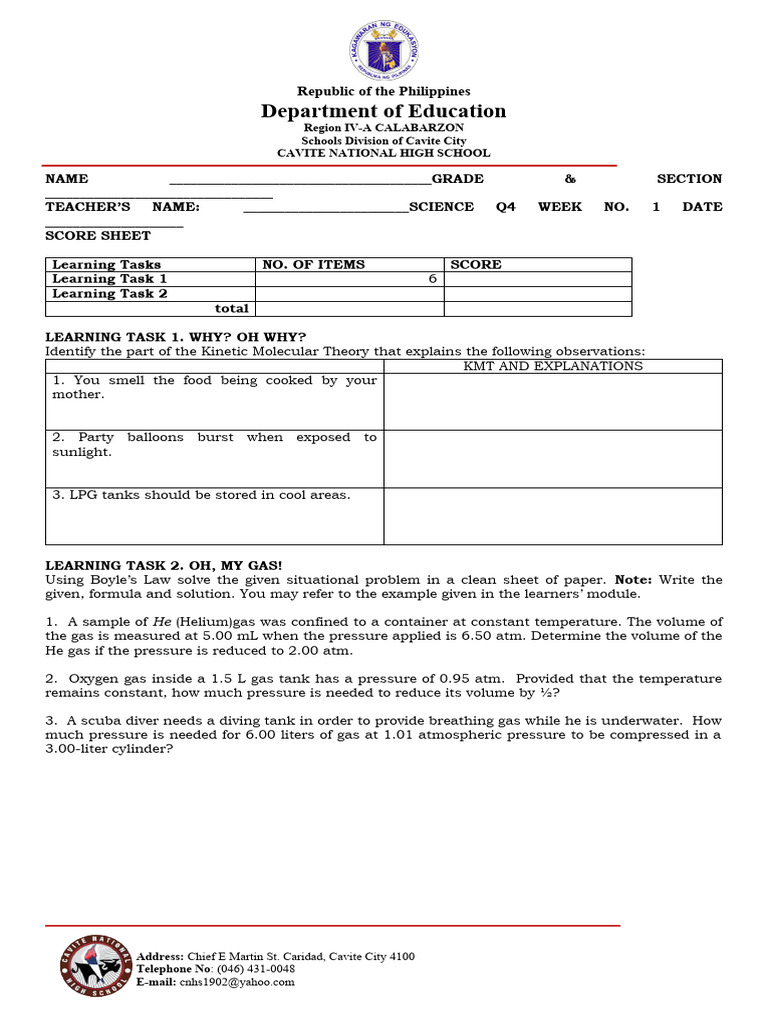Worksheet Q4 Week 1 | PDF | Foreign Language Studies | Science ...