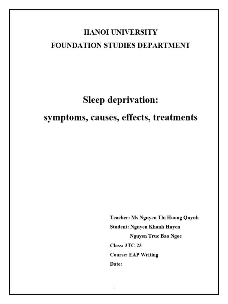 Sleep Deprivation | PDF | Sleep | Sleep Deprivation