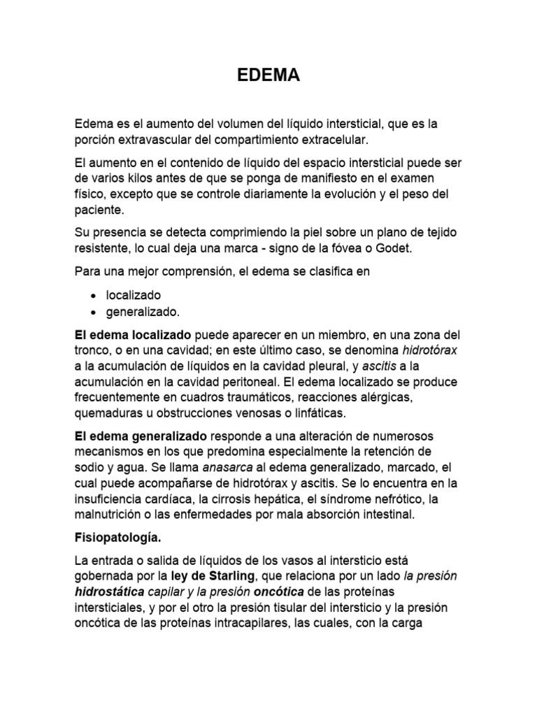 EDEMAS | PDF | Edema | Especialidades Medicas