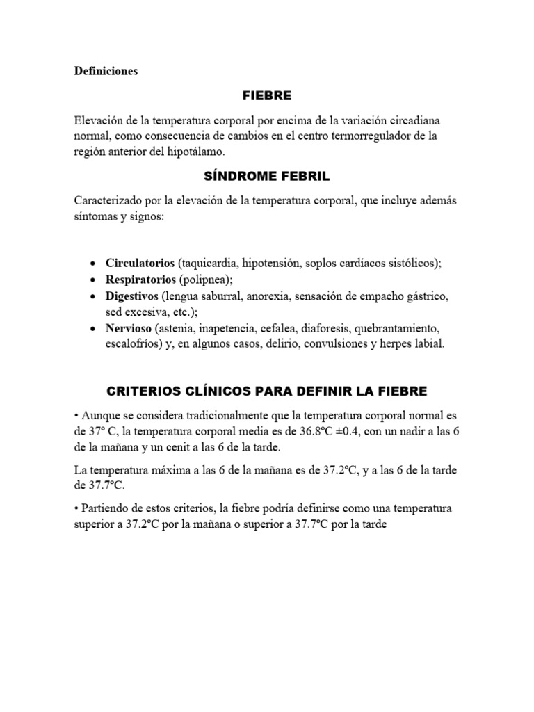 Definición y Tipos de Fiebre Médica | PDF | Inflamación | Fiebre