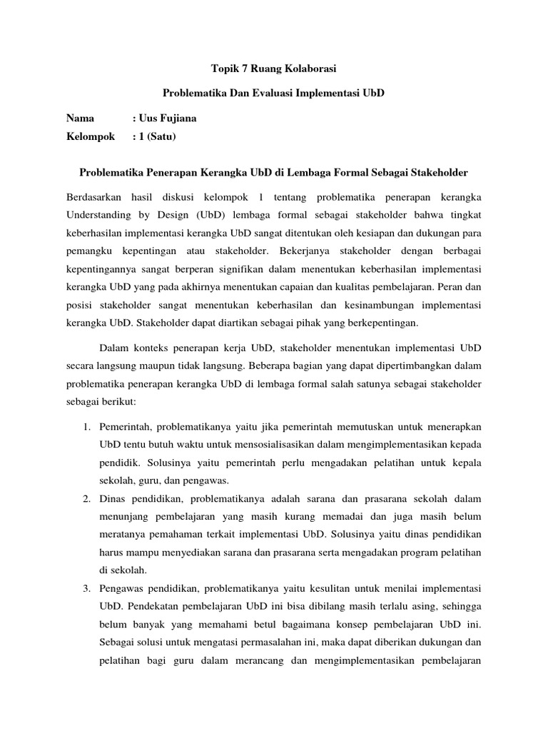 SEL.06.2-T7-3-b Unggah Ruang Kolaborasi - Problematika Dan Evaluasi Implementasi UbD | PDF