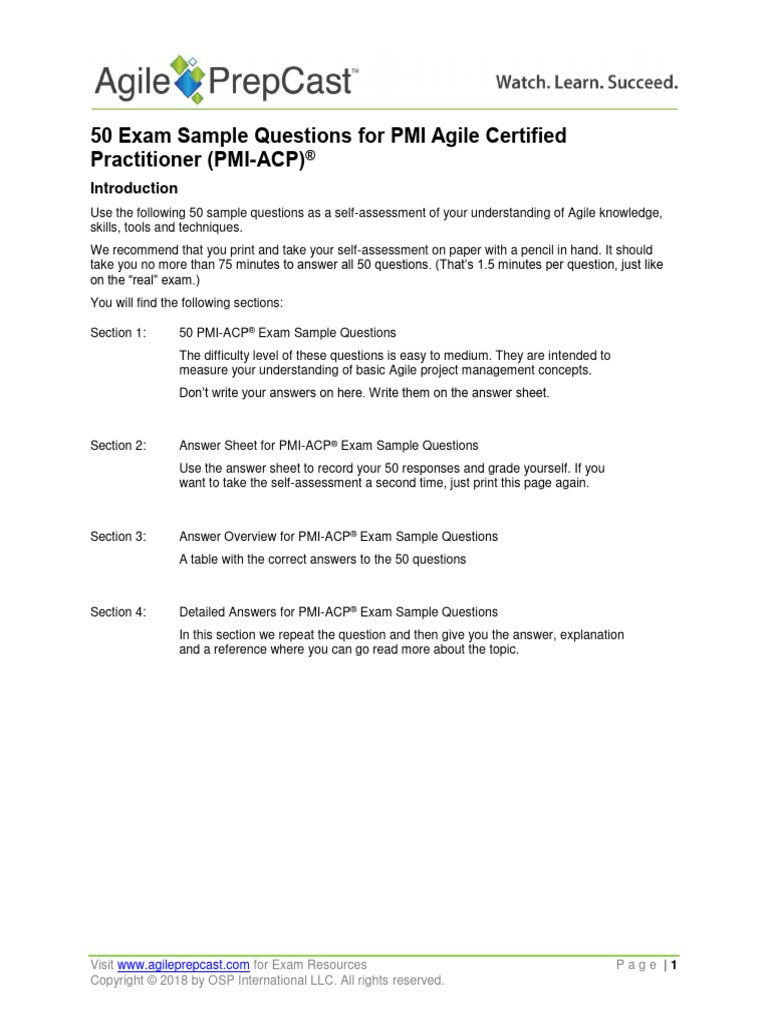 Agile PrepCast Sample Questions | PDF | Agile Software Development | Scrum (Software Development)