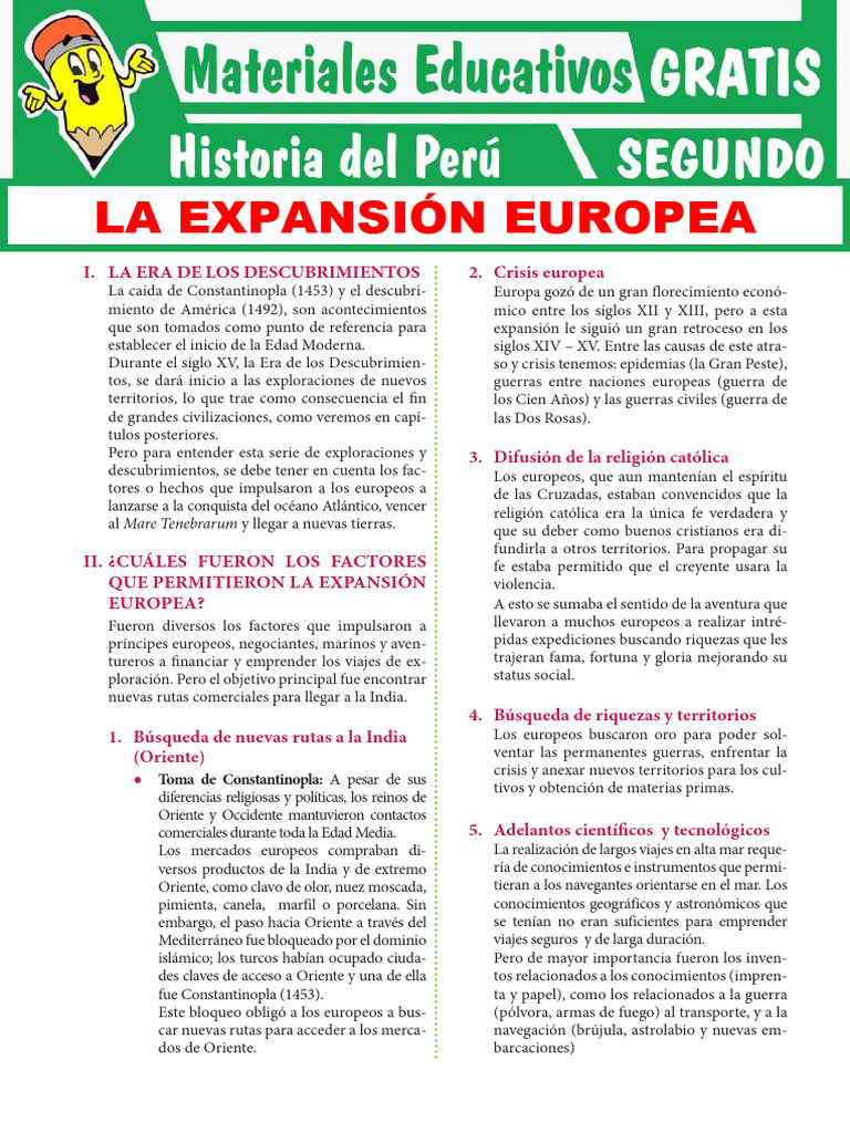La Expansión Europea para Segundo Grado de Secundaria | Descargar gratis PDF | Brújula | Europa