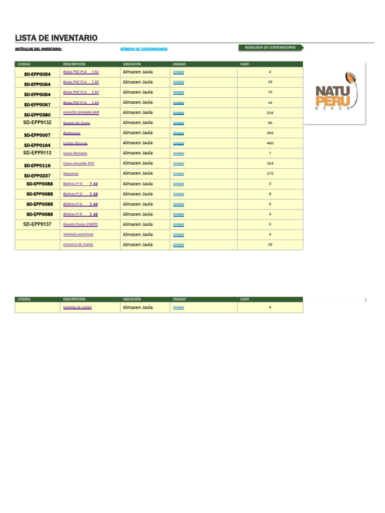 Inventario de Almacen de Epps | PDF