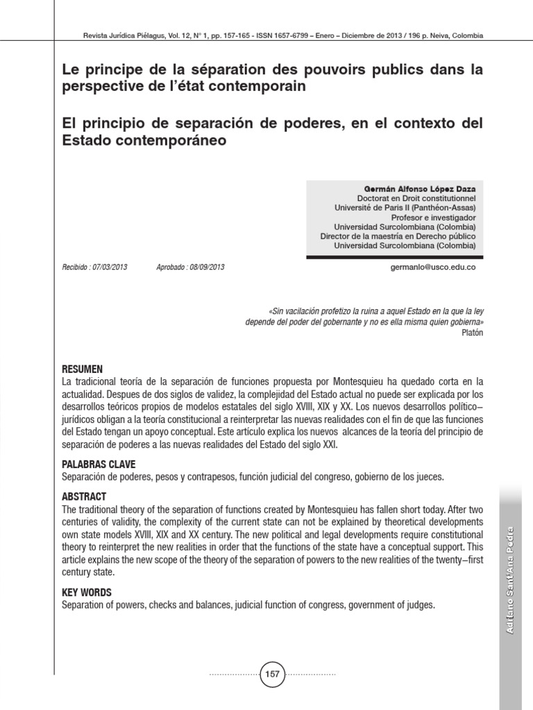 1 2 El Principio De Separación De Poderes 1 Pdf Justicia Crimen