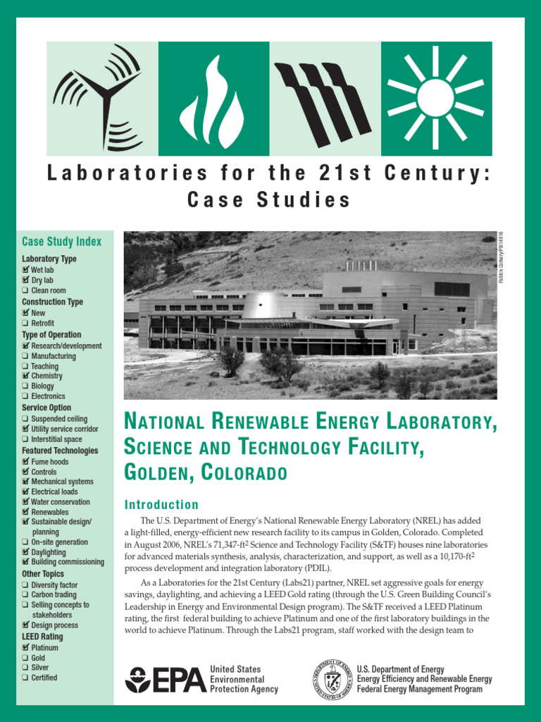 Laboratories For The 21st Century: Case Studies: N R e L, S T F, G, C | PDF | Efficient Energy ...