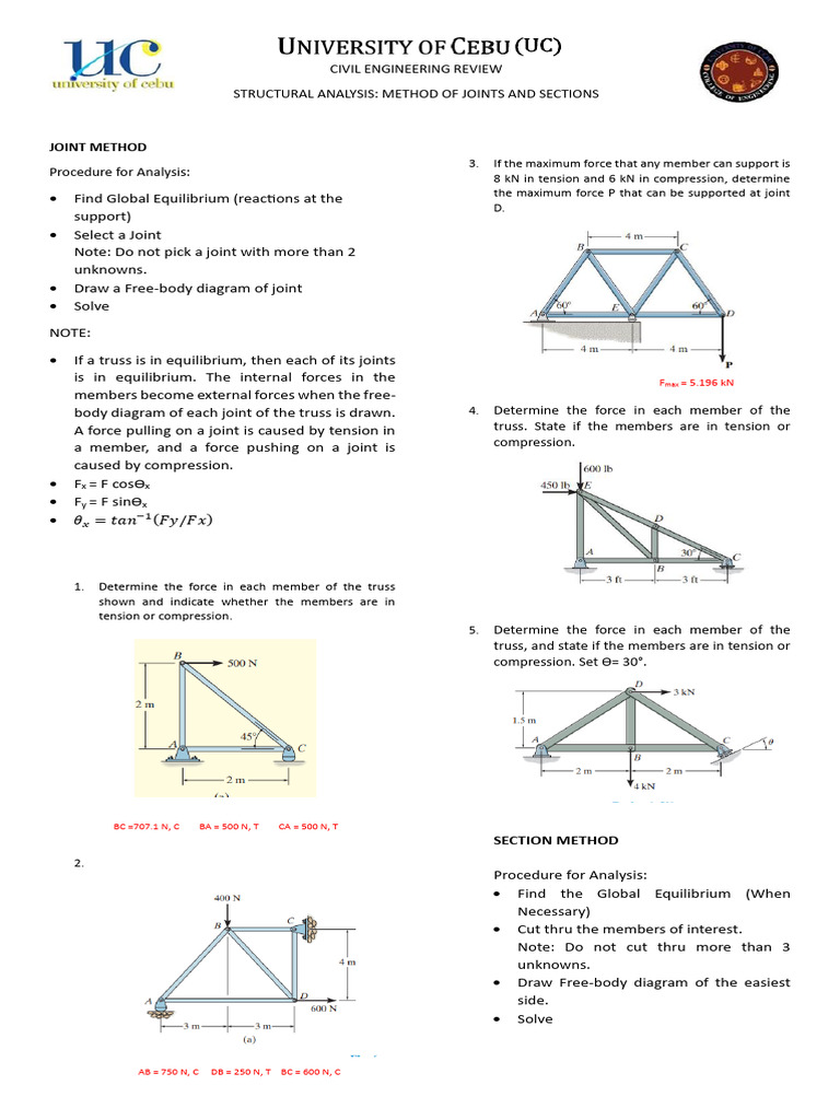 Tutor Module - Joint and Section Method | PDF | Truss | Tension (Physics)