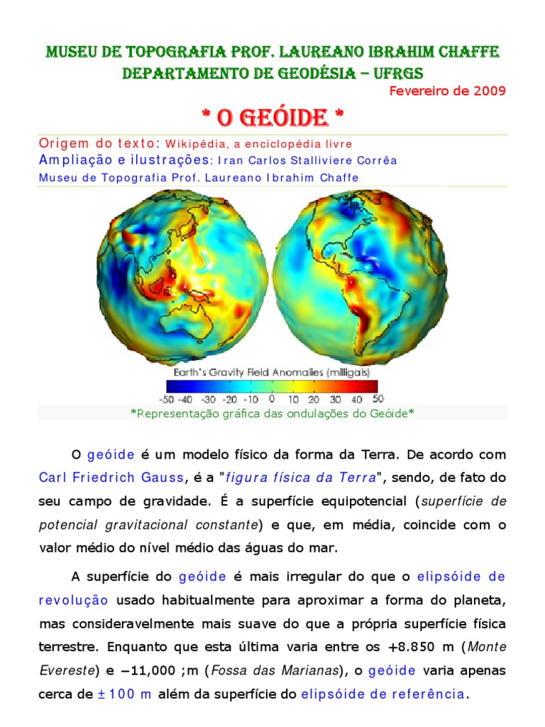 Geóide | Geodésia | Física Aplicada e Interdisciplinar | Avaliação ...