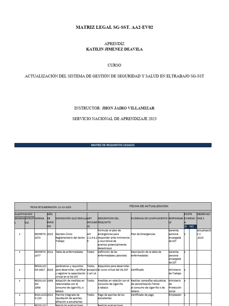 Matriz Legal SG | PDF