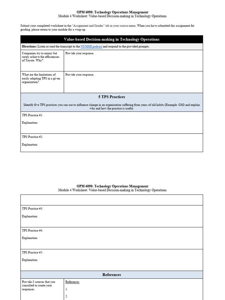 Value-based Decisions in Tech Ops | PDF