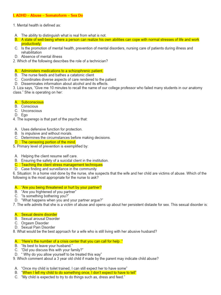 Mental Health Nursing Interventions | PDF | Mental Disorder ...