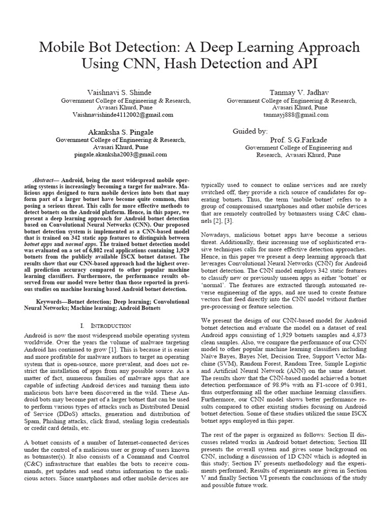 Bot Detection System Using Cnn Algorithm Pdf Artificial Neural