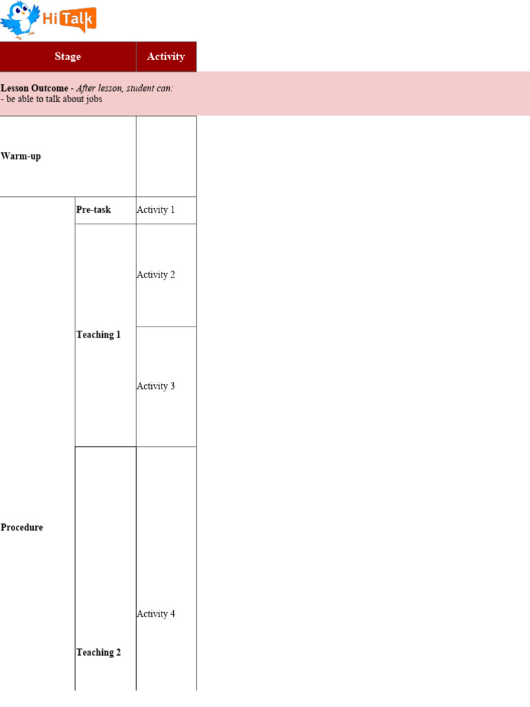 Lesson Plan - Flyers - Pu 3 - Topic 7 - When I Grow Up | PDF | Don ...
