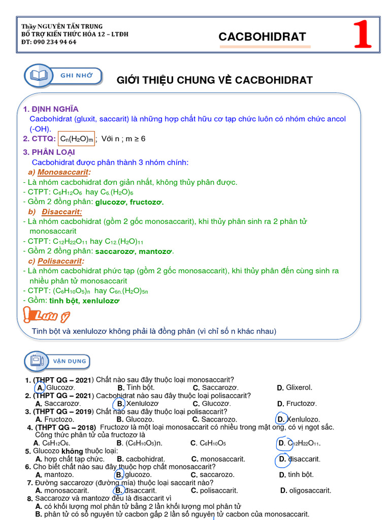 Cacbohidrat - 1.1 (27-5 - 2023) | PDF