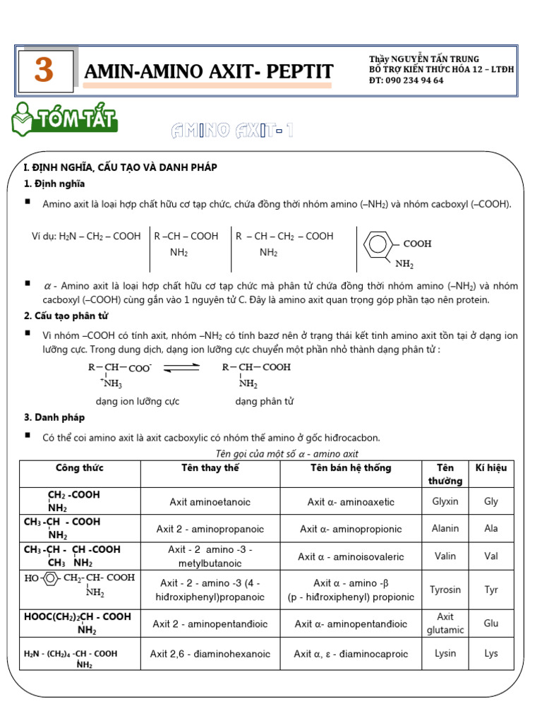 Amino Axit - 1 (3-8-2023) | PDF
