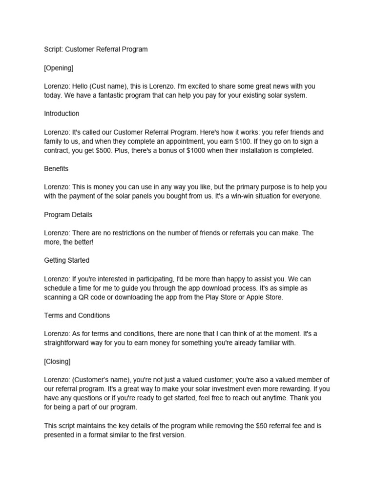Script: Customer Referral Program | PDF | Google Play | Software