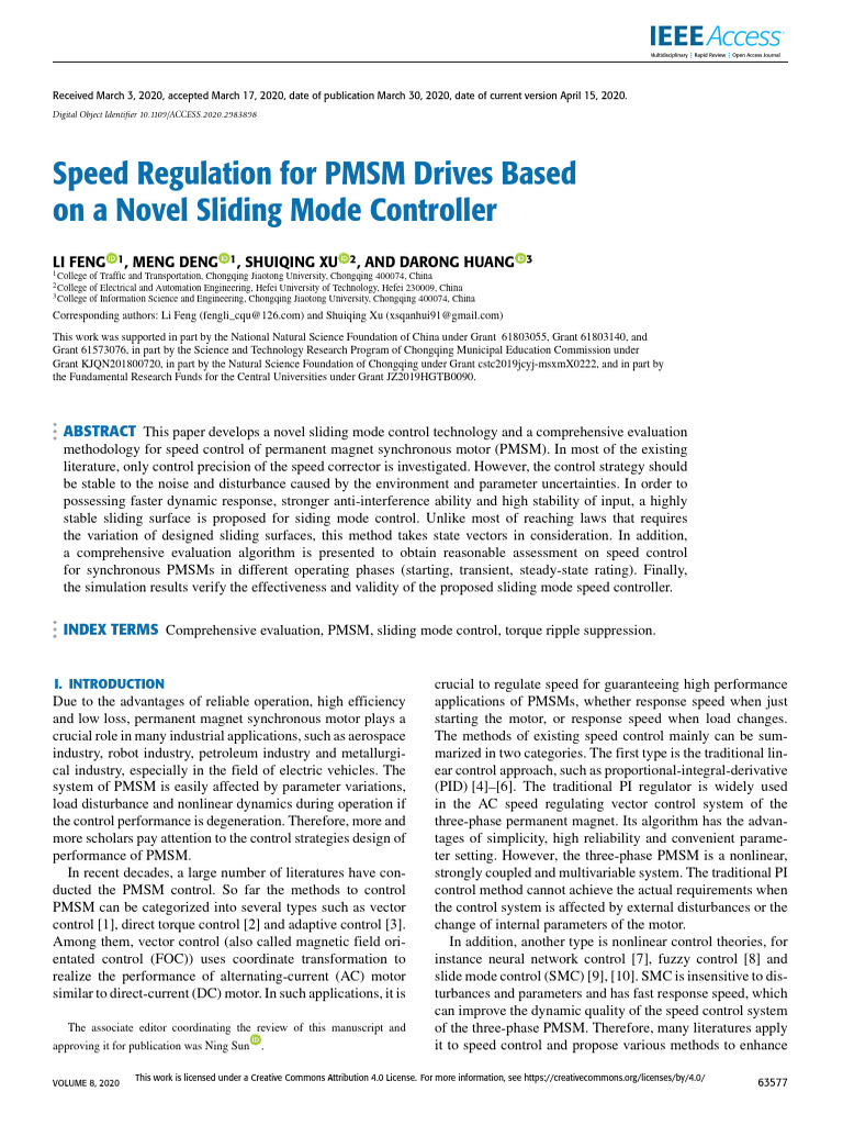 Điều chỉnh tốc độ cho ổ đĩa PMSM dựa trên bộ điều khiển chế độ trượt ...