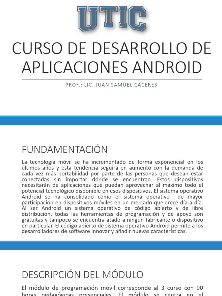 Curso de Desarrollo de Aplicaciones Android | PDF | Android (sistema operativo) | Java (lenguaje ...