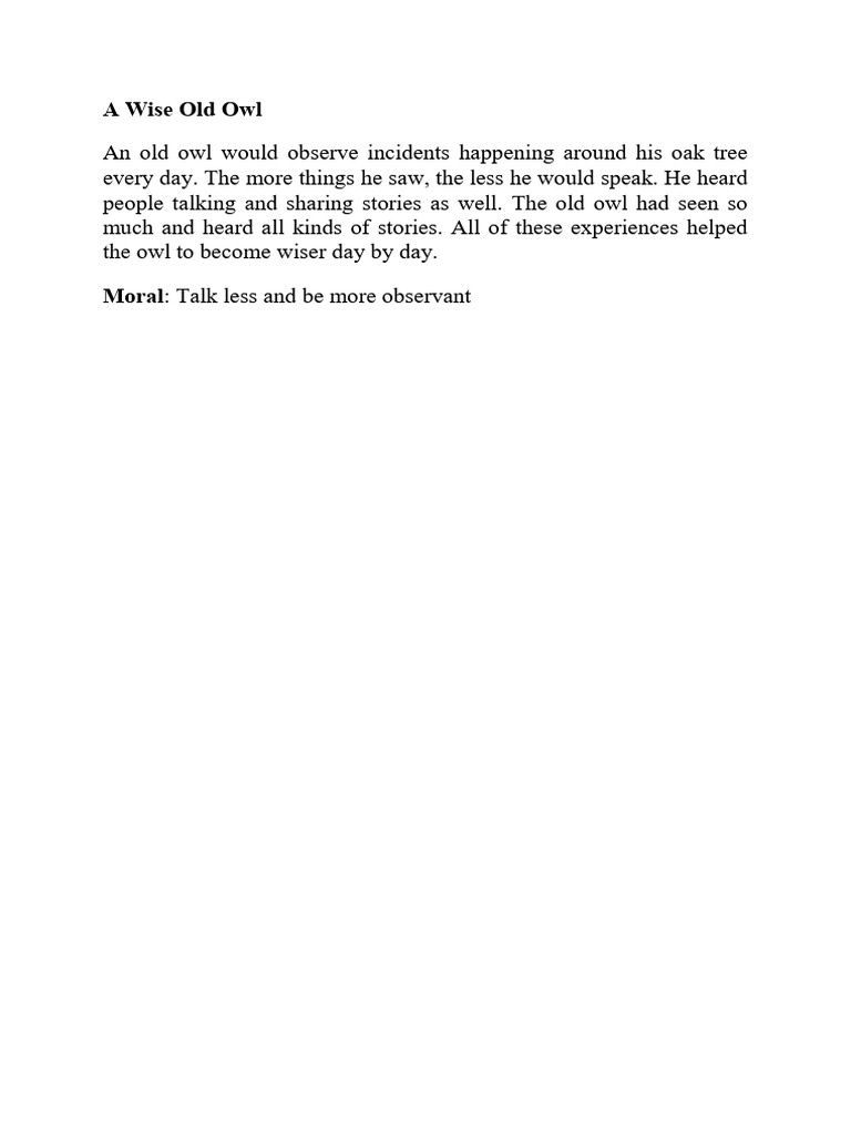A Wise Old Owl | PDF