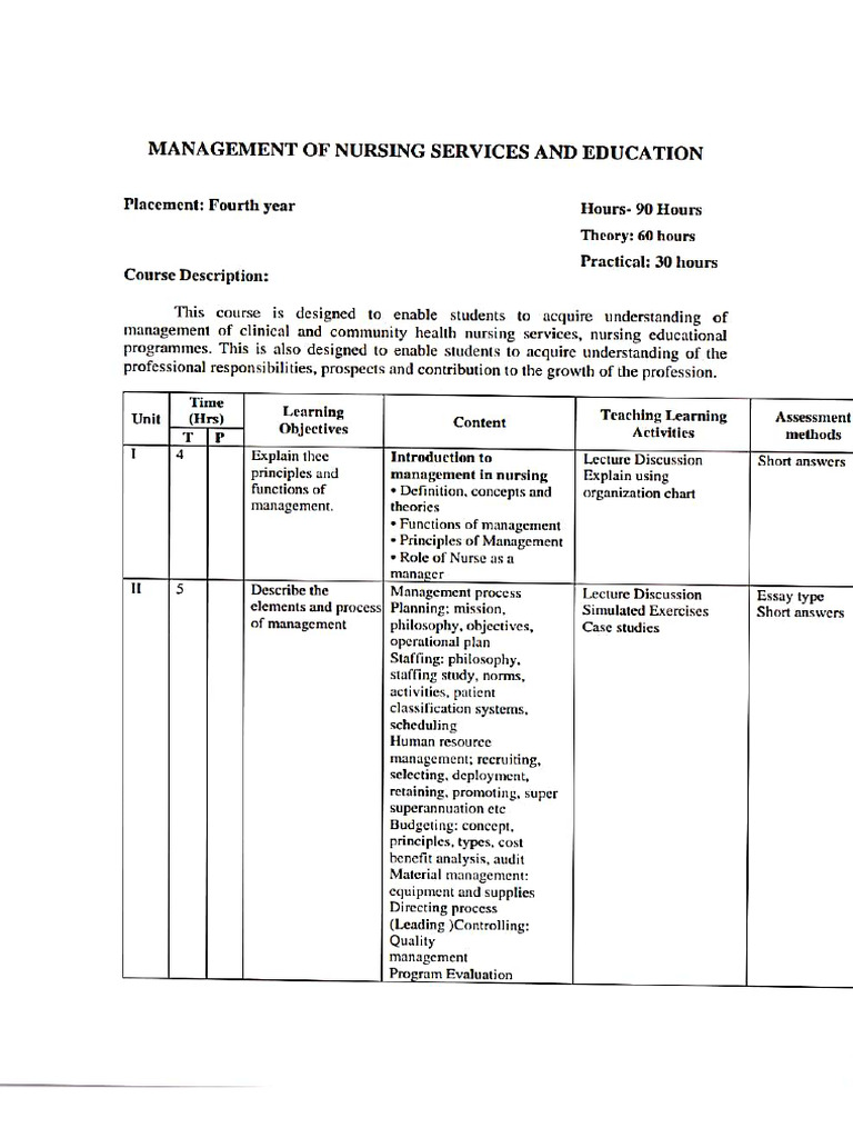 management syllabus | PDF