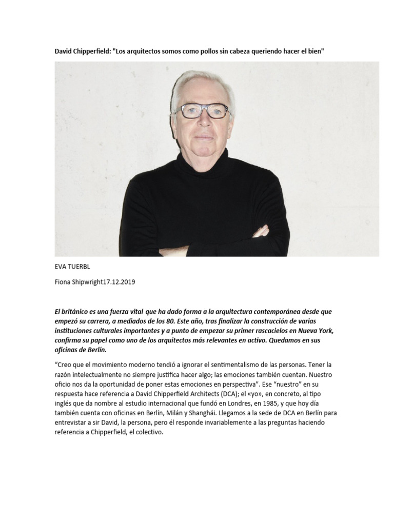 David Chipperfield | PDF | Arquitecto | Alemania