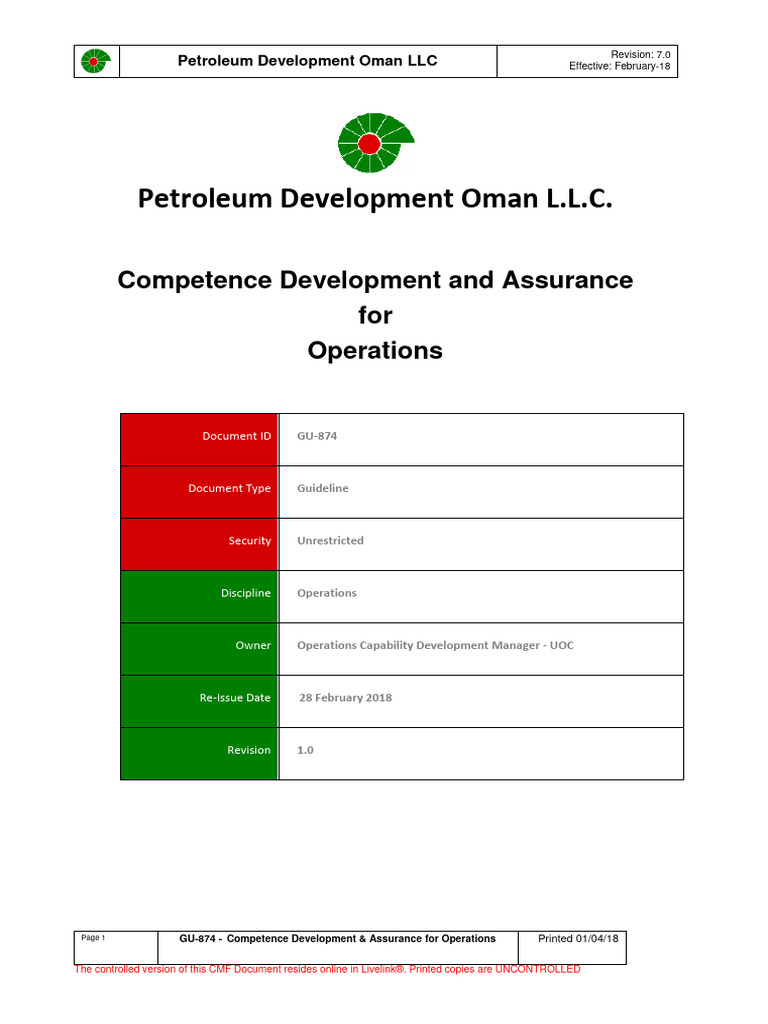 GU-874 Competence Development and Assurance PDO | PDF | Verification ...